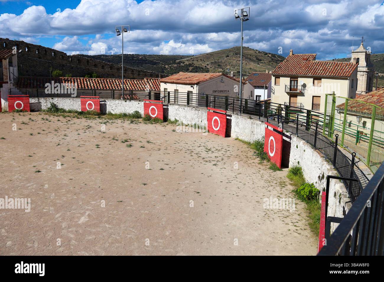 Morella, Castellon, Spain- April 18, 2025: The old Bullring of Morella ...