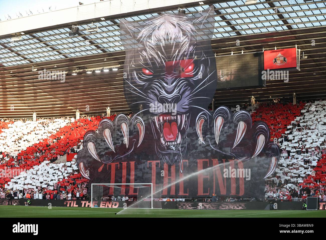 Sunderland, UK. 13th May, 2025. Black Cats Til The End banner strew ...
