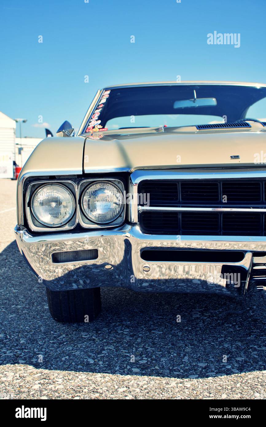 Classic Buick Skylark Muscle Car Front View with Chrome Bumper and Dual ...