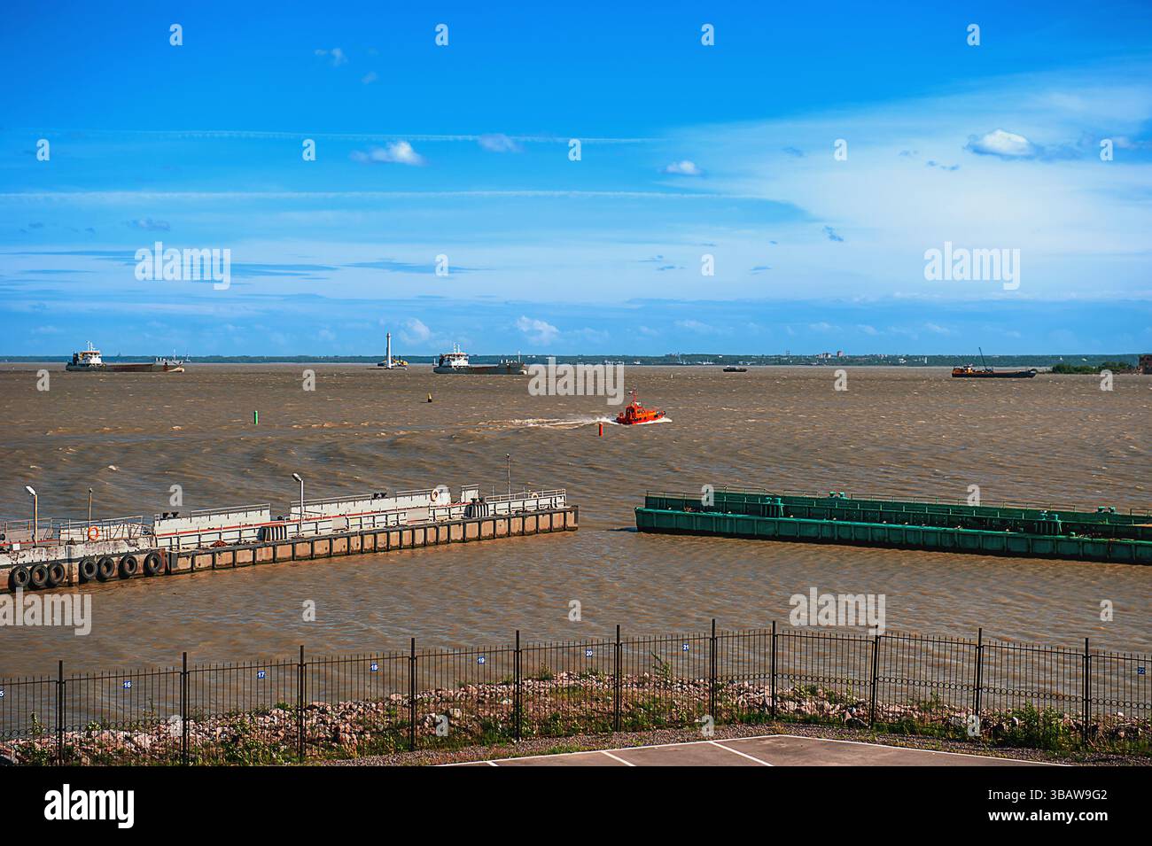 Kronstadt, an ancient city on Kotlin Island, Russia, view of the Gulf ...