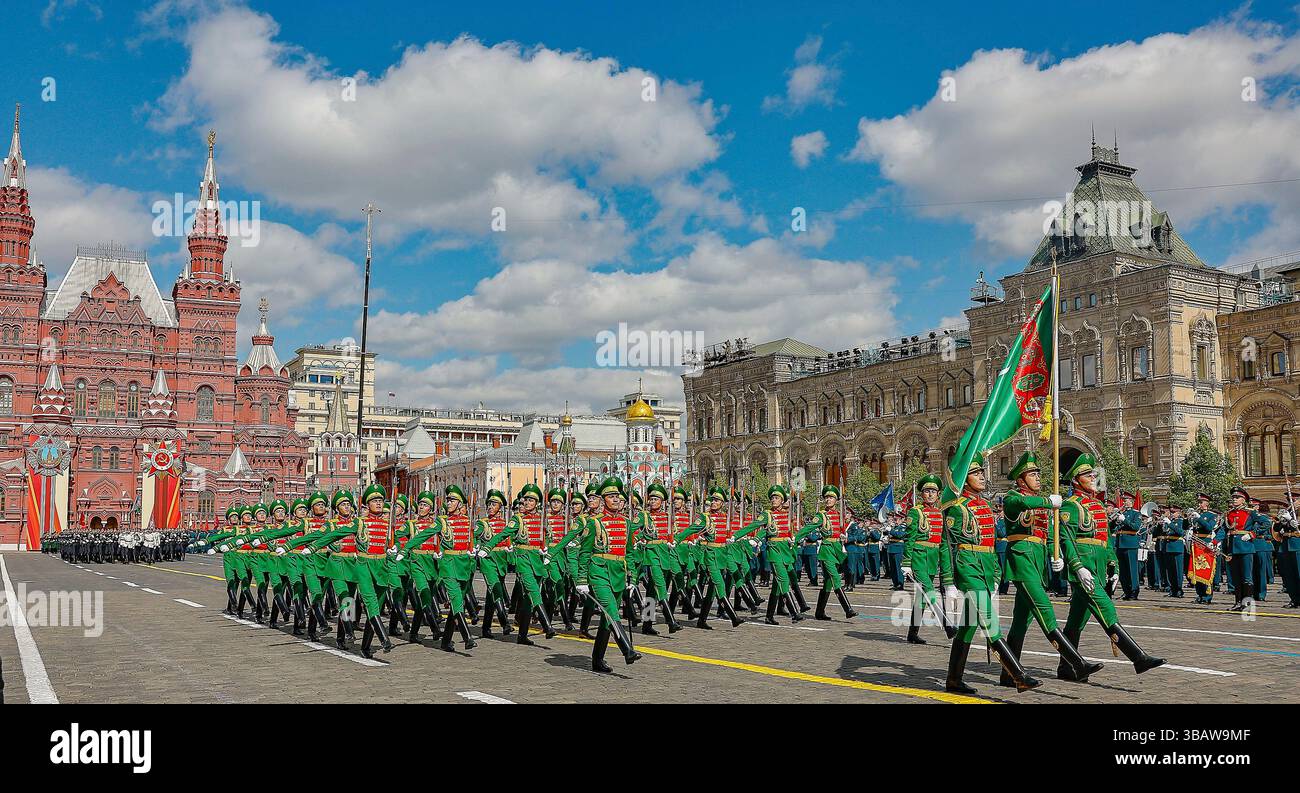 Moscow, Russia. 09 May, 2025. Turkmen soldiers march past the review ...