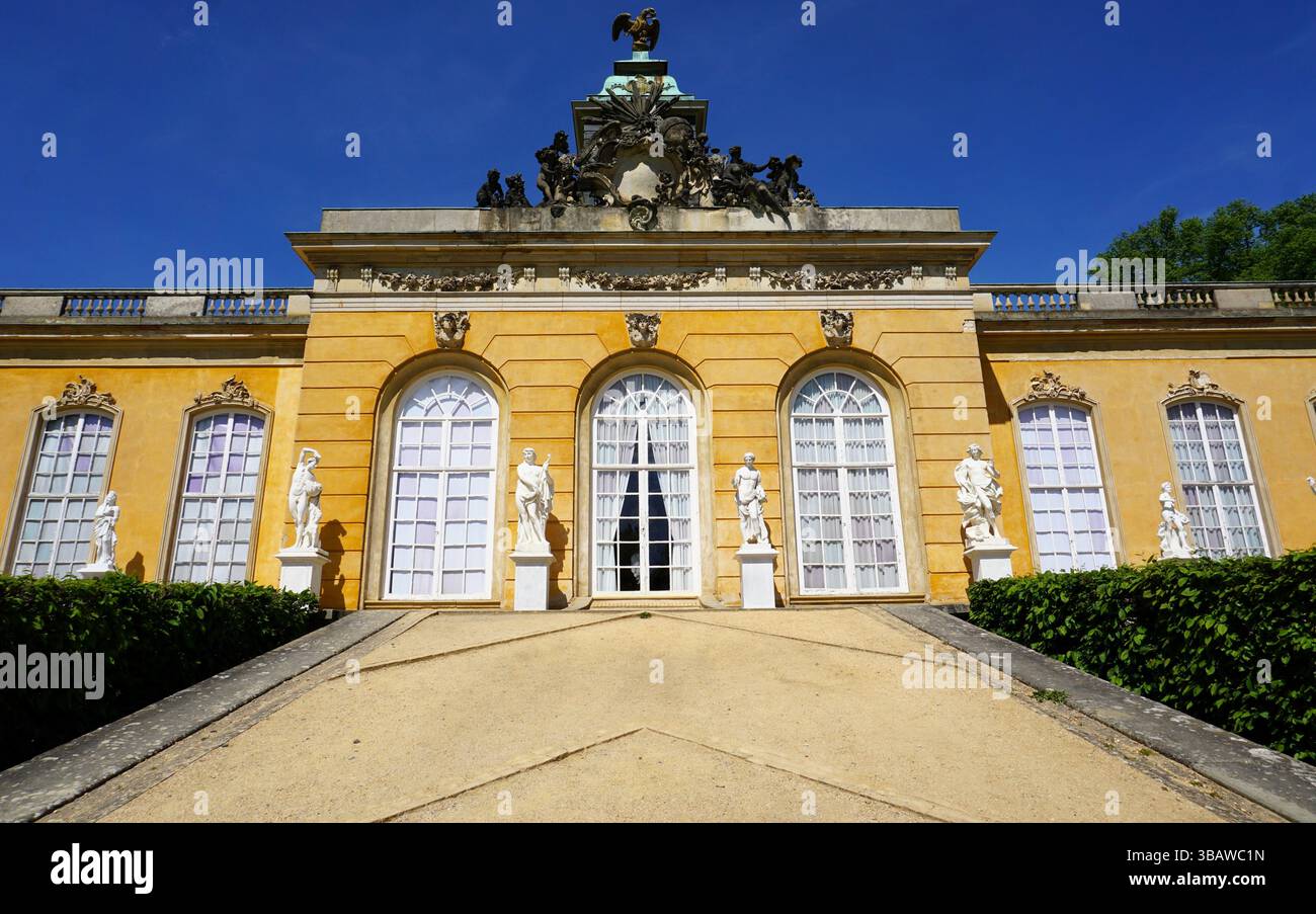 Front facade of the new chambers of Sanssouci Palace, the landmark ...