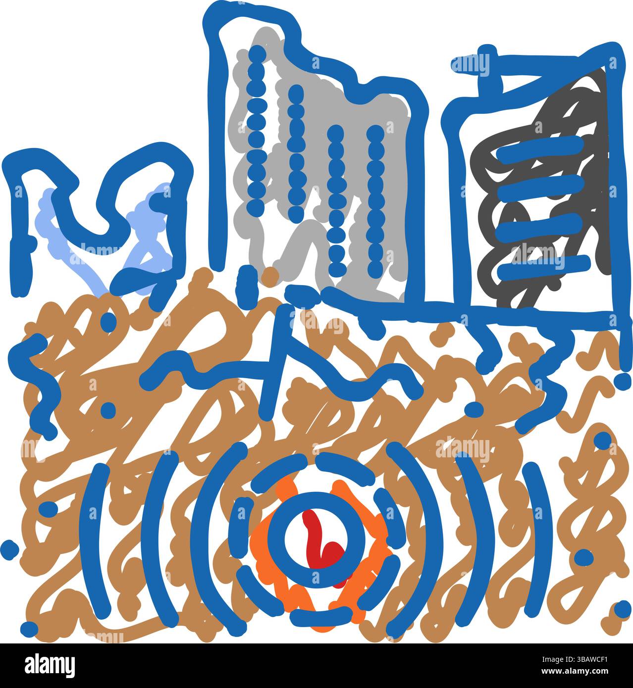 siesmic collapse doodle icon sketch vector. siesmic collapse sign ...