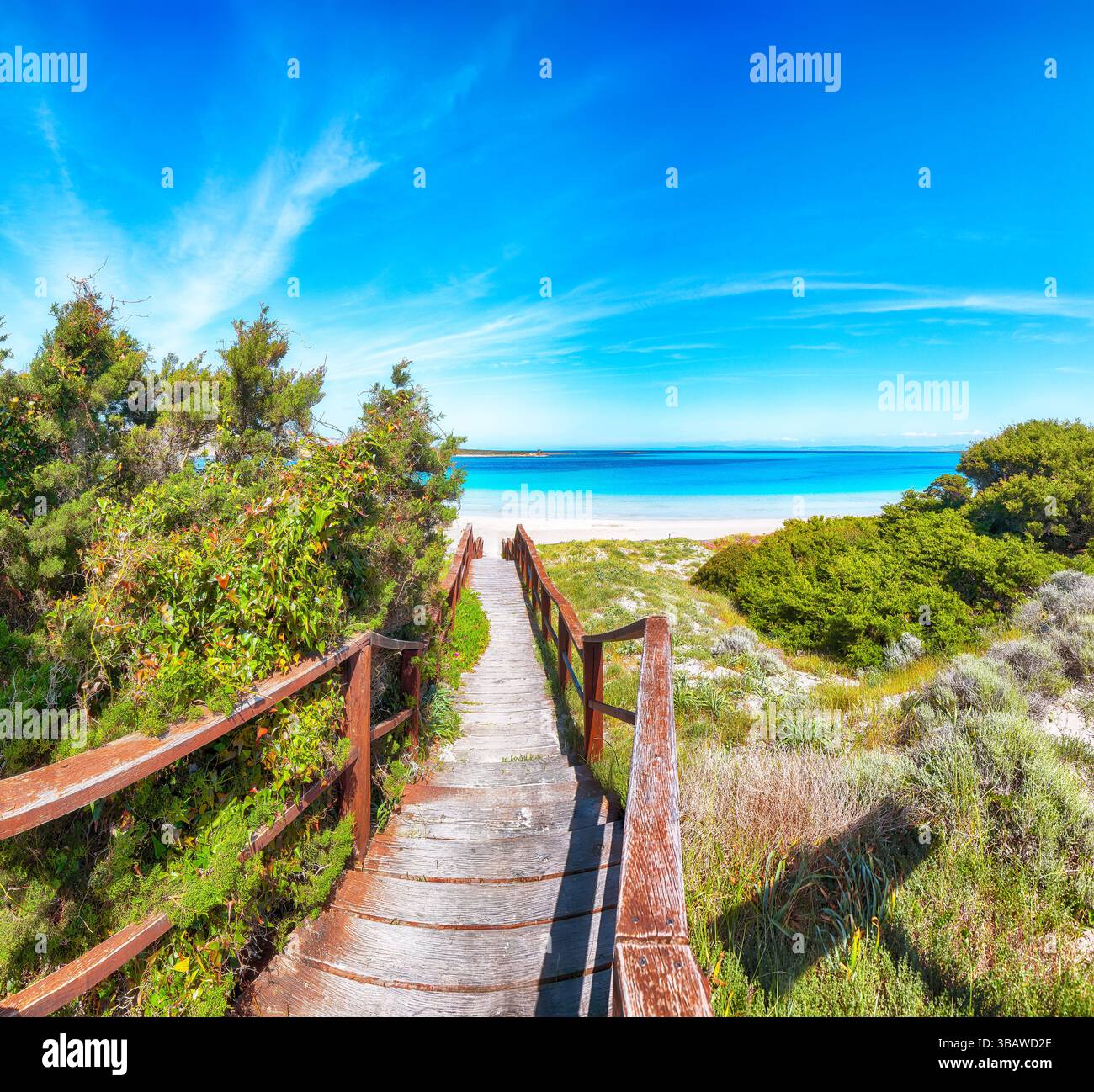Unbelivable view of Famous La Pelosa beach (Spiaggia della Pelosa) with ...