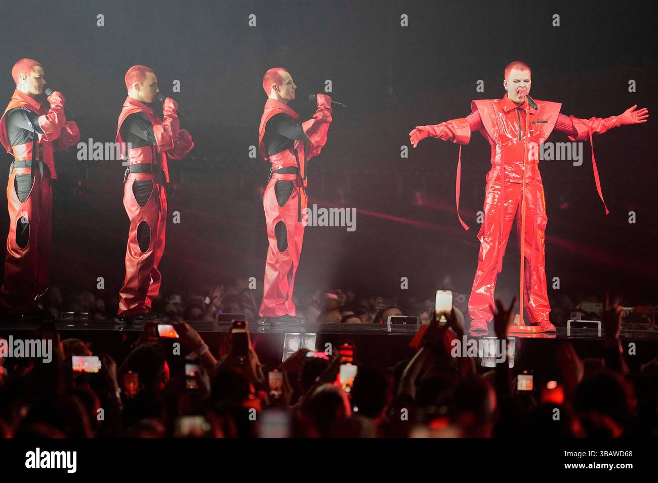 Red Sebastian from Belgium performs the song "Strobe Lights" during the ...