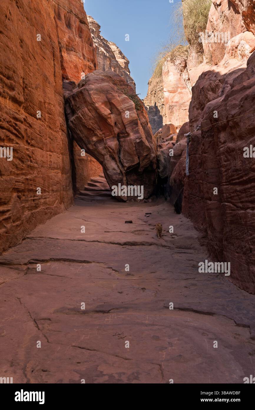 Narrow section of the trail to Ad Deir or the Monastery from Petra is 1 ...