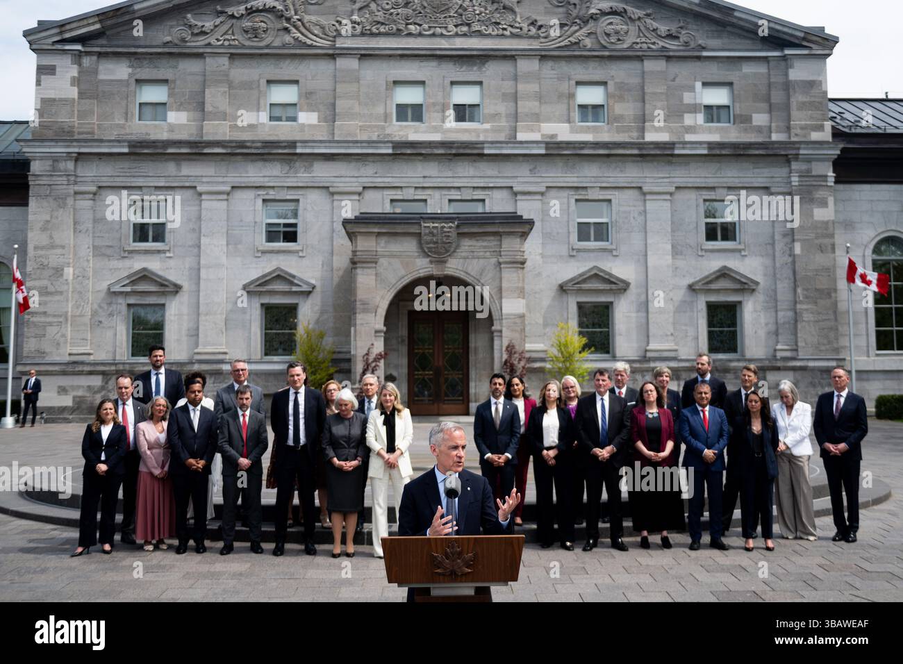 Ottawa, Canada. 13th May, 2025. Prime Minister Mark Carney speaks to ...