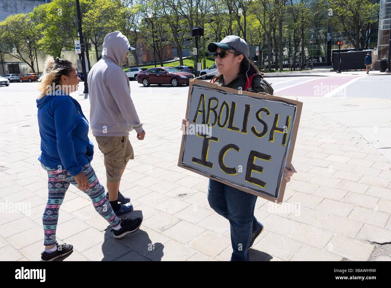 Worcester, MA, May 11, 2025, A rally in downtown Worcester to protest ...