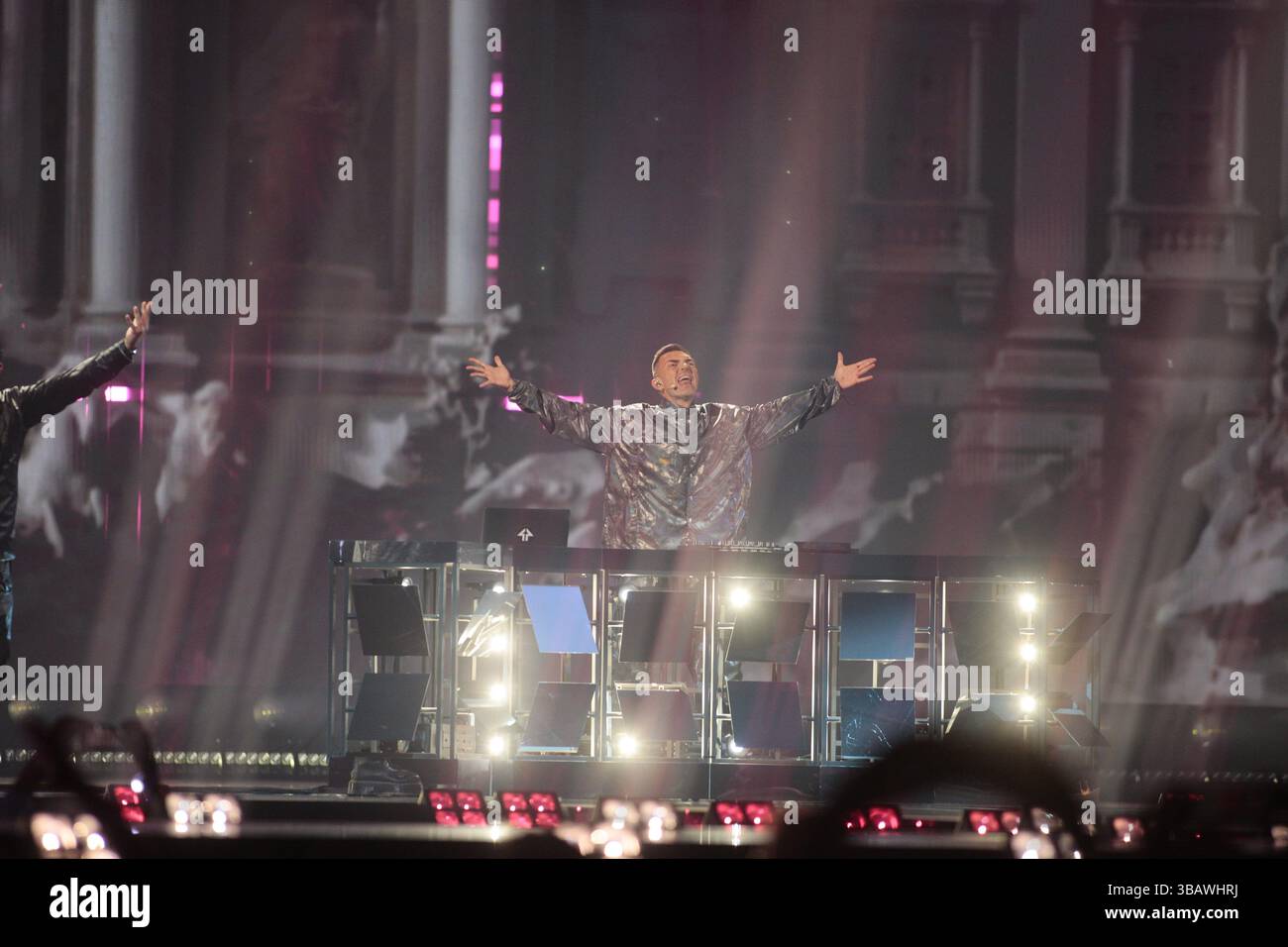 Basel, Switzerland. 13th May, 2025. Gaby Ponte of San Marino performing during the first semi ...