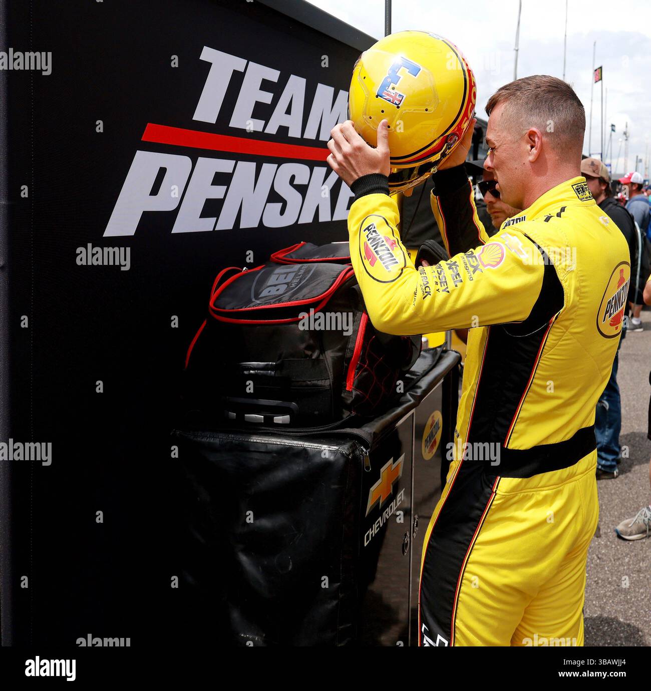 INDIANAPOLIS, IN - MAY 13: IndyCar driver Scott McLaughlin gets ready ...