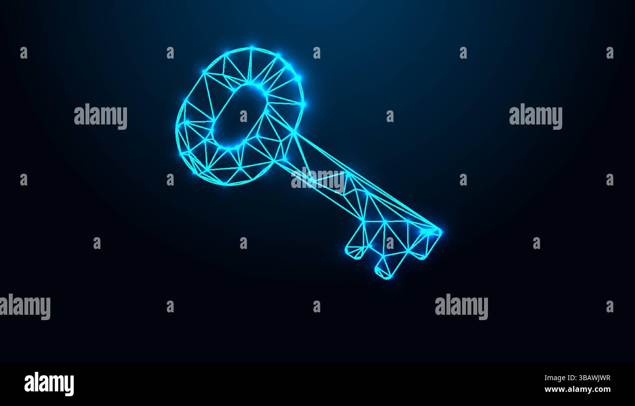 Low Poly Key Design. Security key symbol key design with neon style ...