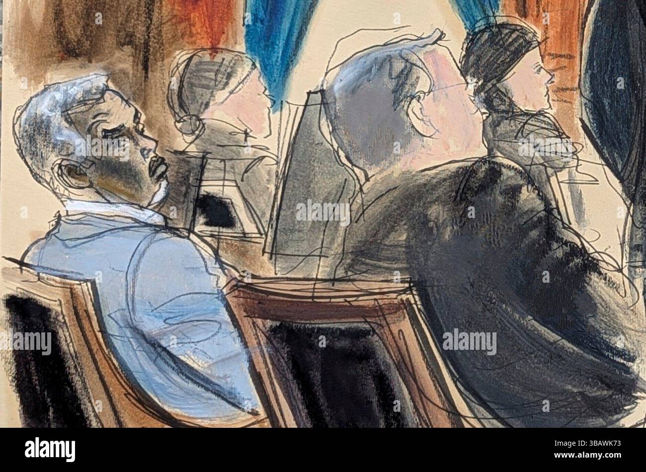 Sean Diddy'Combs, far left, and attorney Marc Agnifilo, right, sit at ...