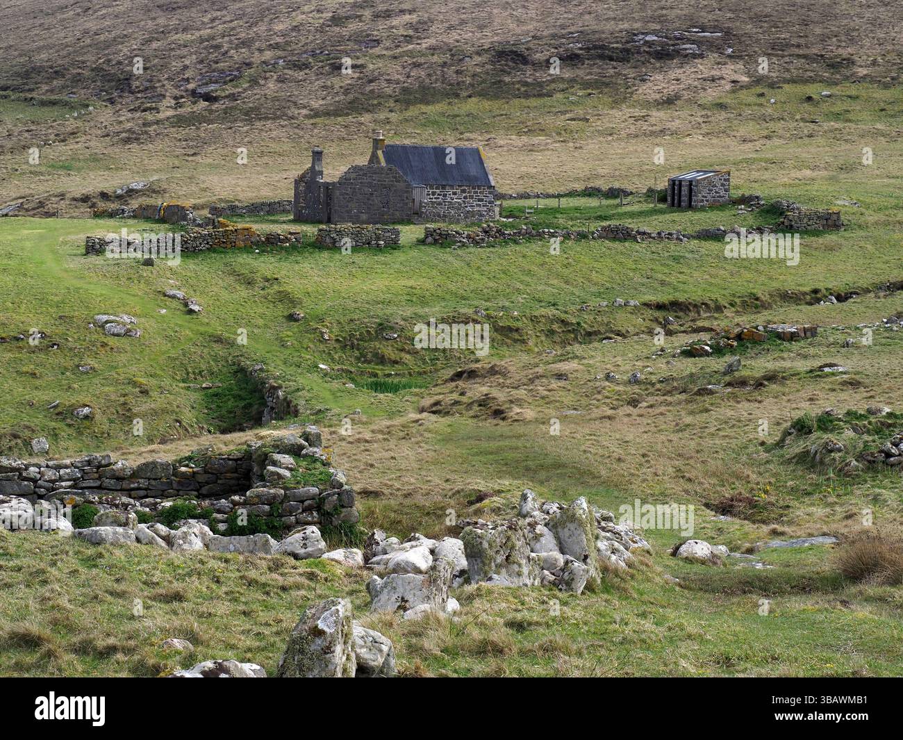 Old house and street, Mingulay, Outer Hebrides, Scotland Stock Photo ...