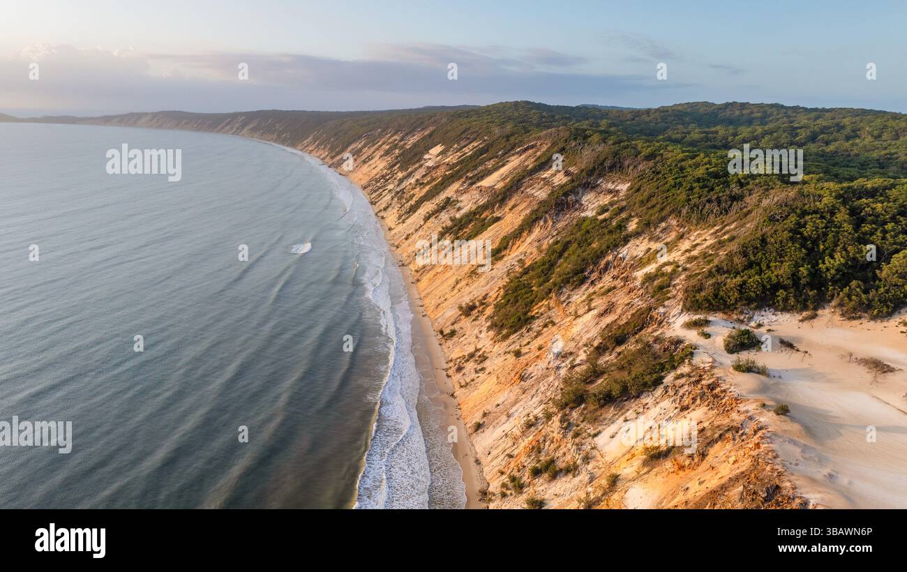 Rainbow Beach, Queensland Australia, aerial drone view coloured sand ...