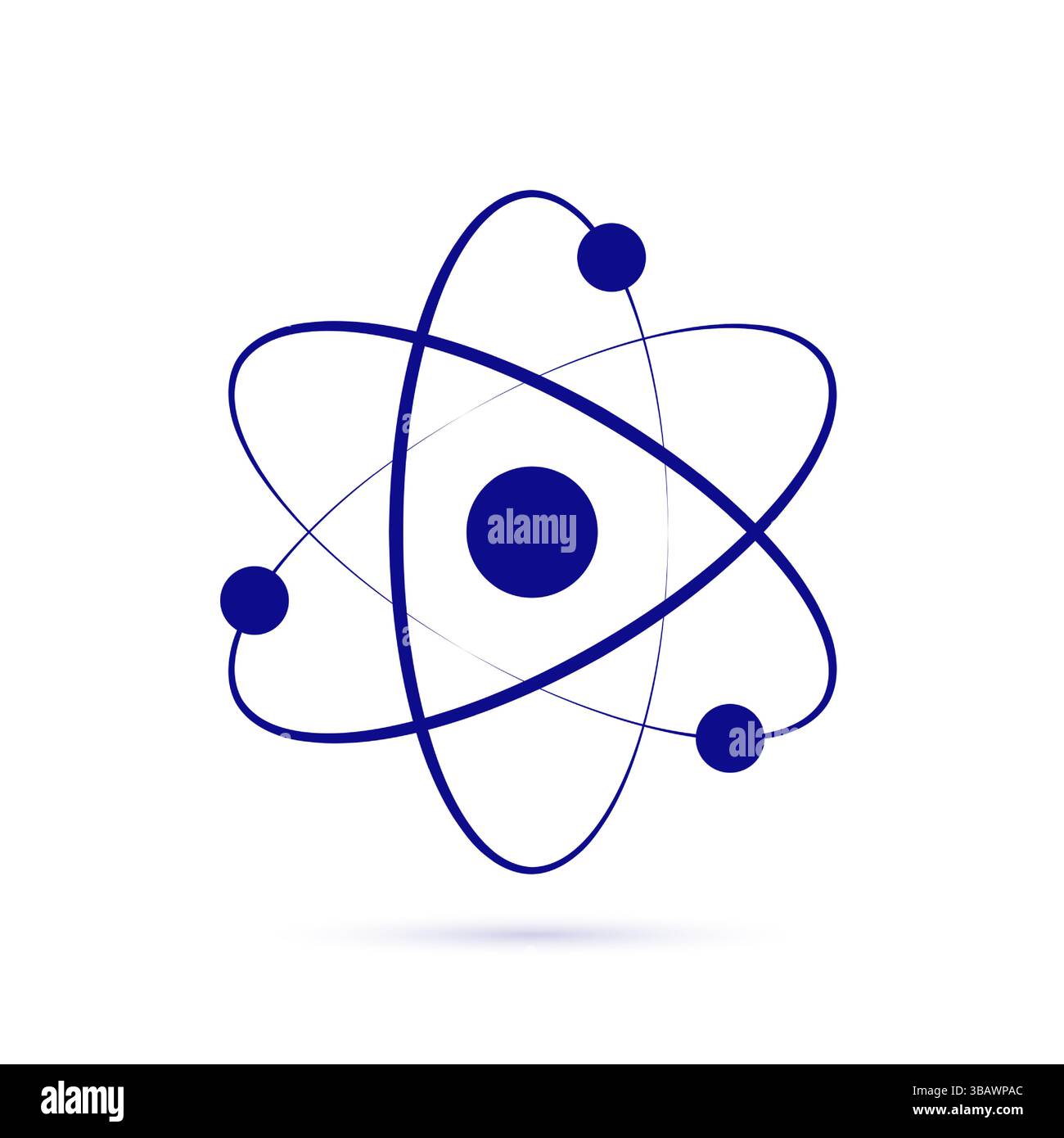 Atom icon. Quantum physics. Blue color logo isolated on white ...