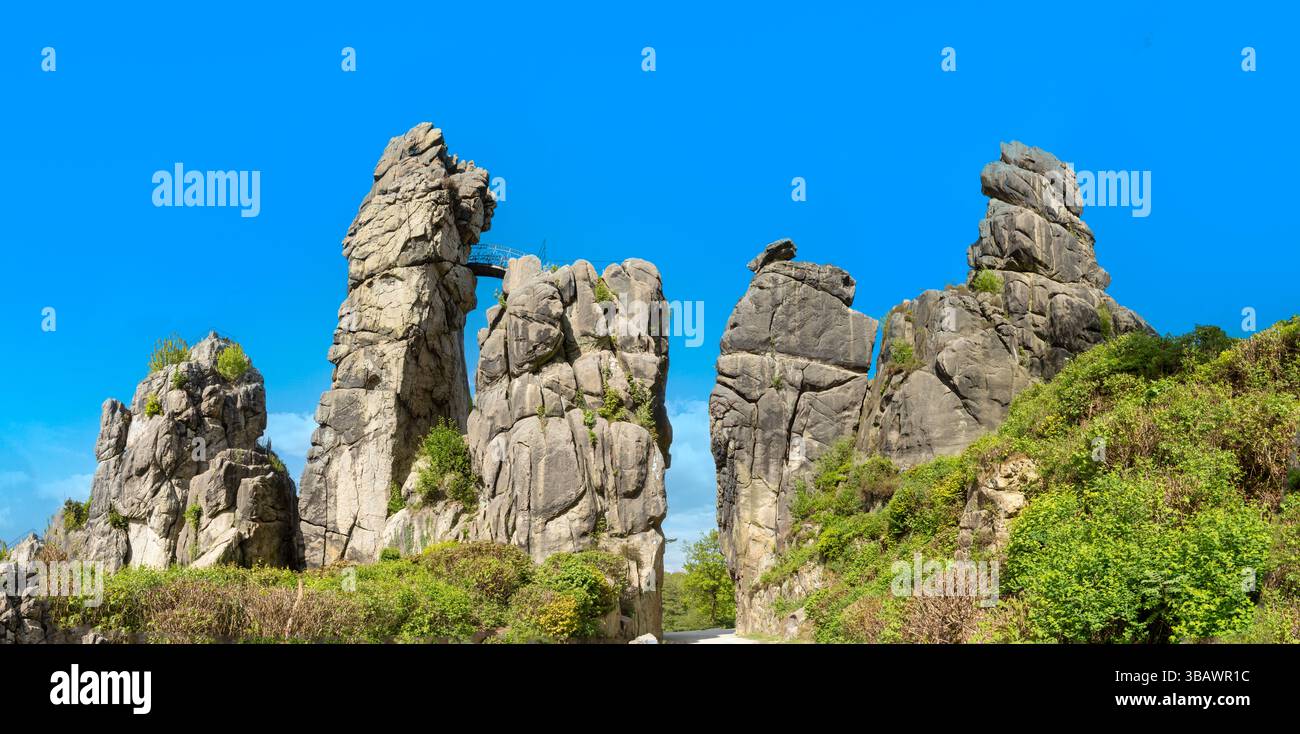 famous extern stones - Externsteine in the Teutoburg Forest near Horn ...