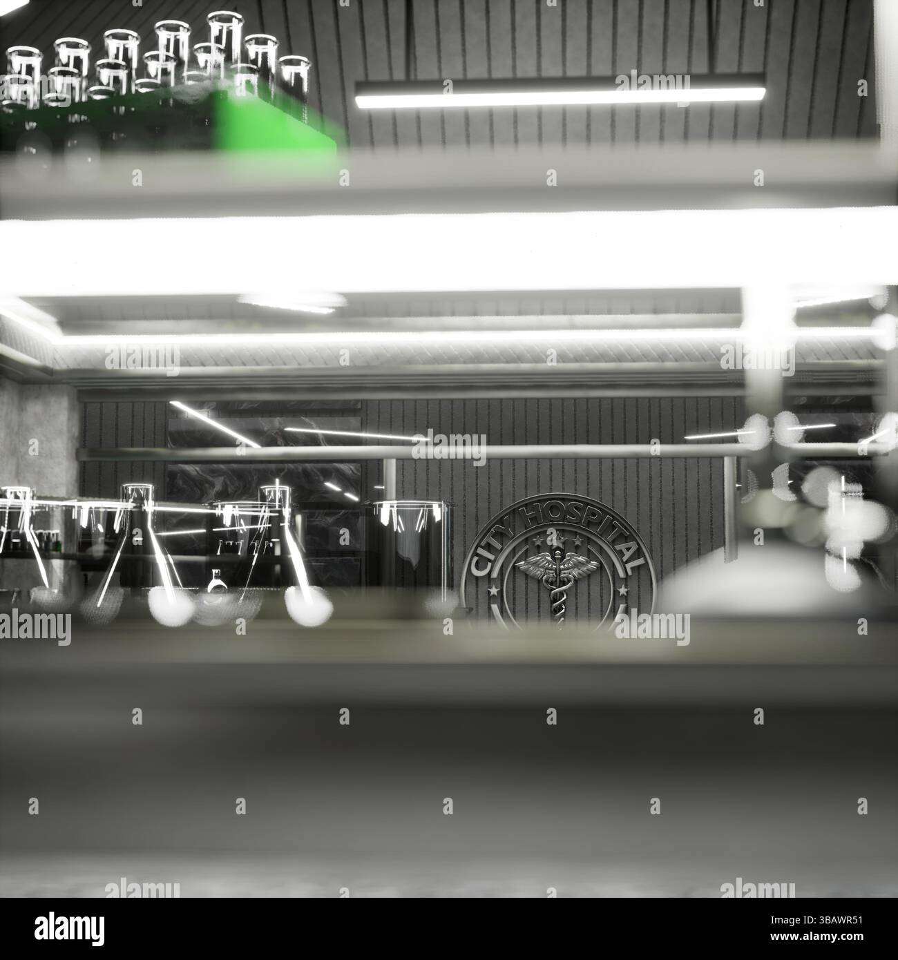 Futuristic lab with sleek industrial architecture equipped with ...