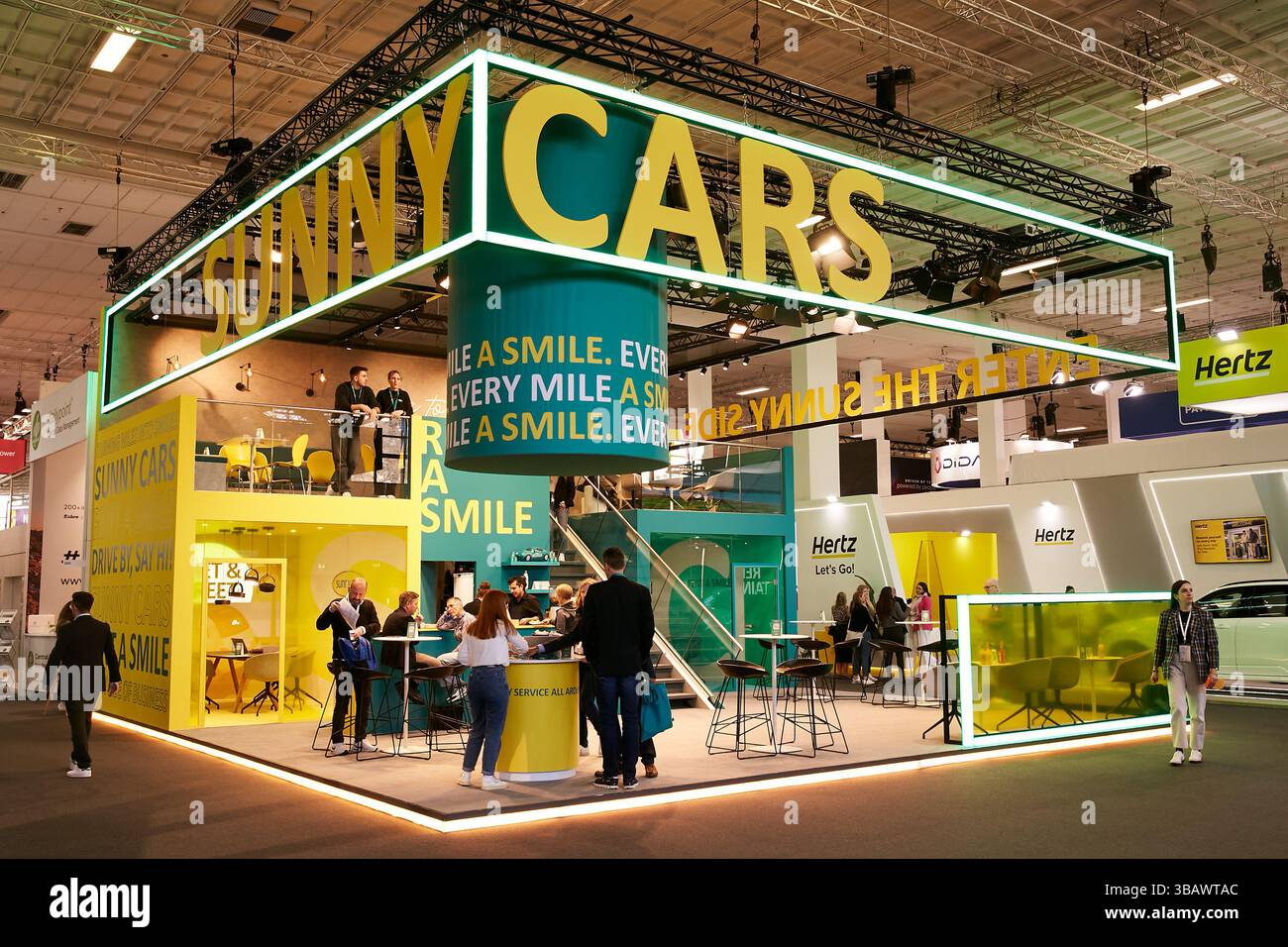 06.03.2025, Germany, Berlin, Berlin - The Sunny Cars stand at ITB 2025 ...