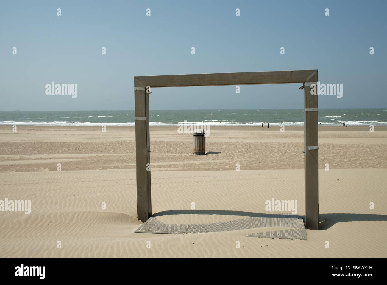 01.01.2020, Belgium, West Flanders, De Haan - North Sea beach. Early ...