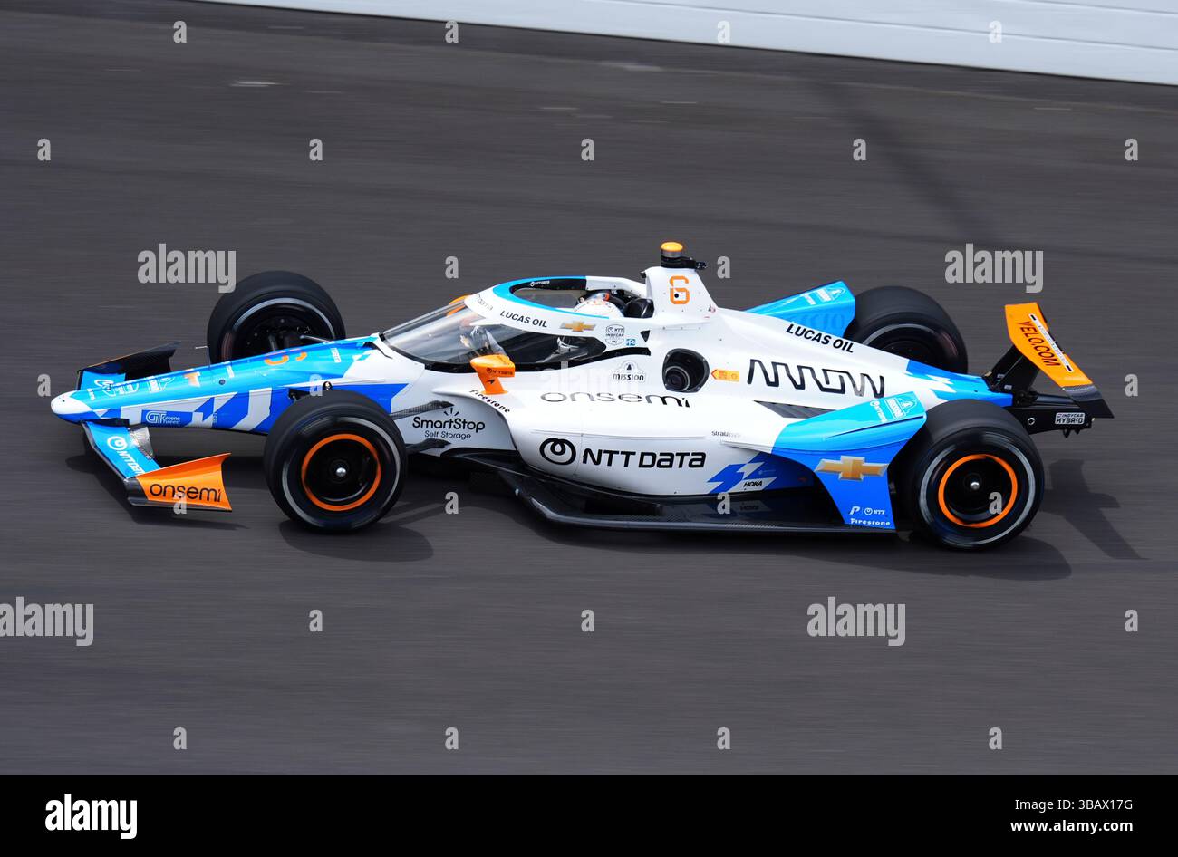 INDIANAPOLIS, IN - MAY 13: IndyCar driver Nolan Siegel (6) drives into ...