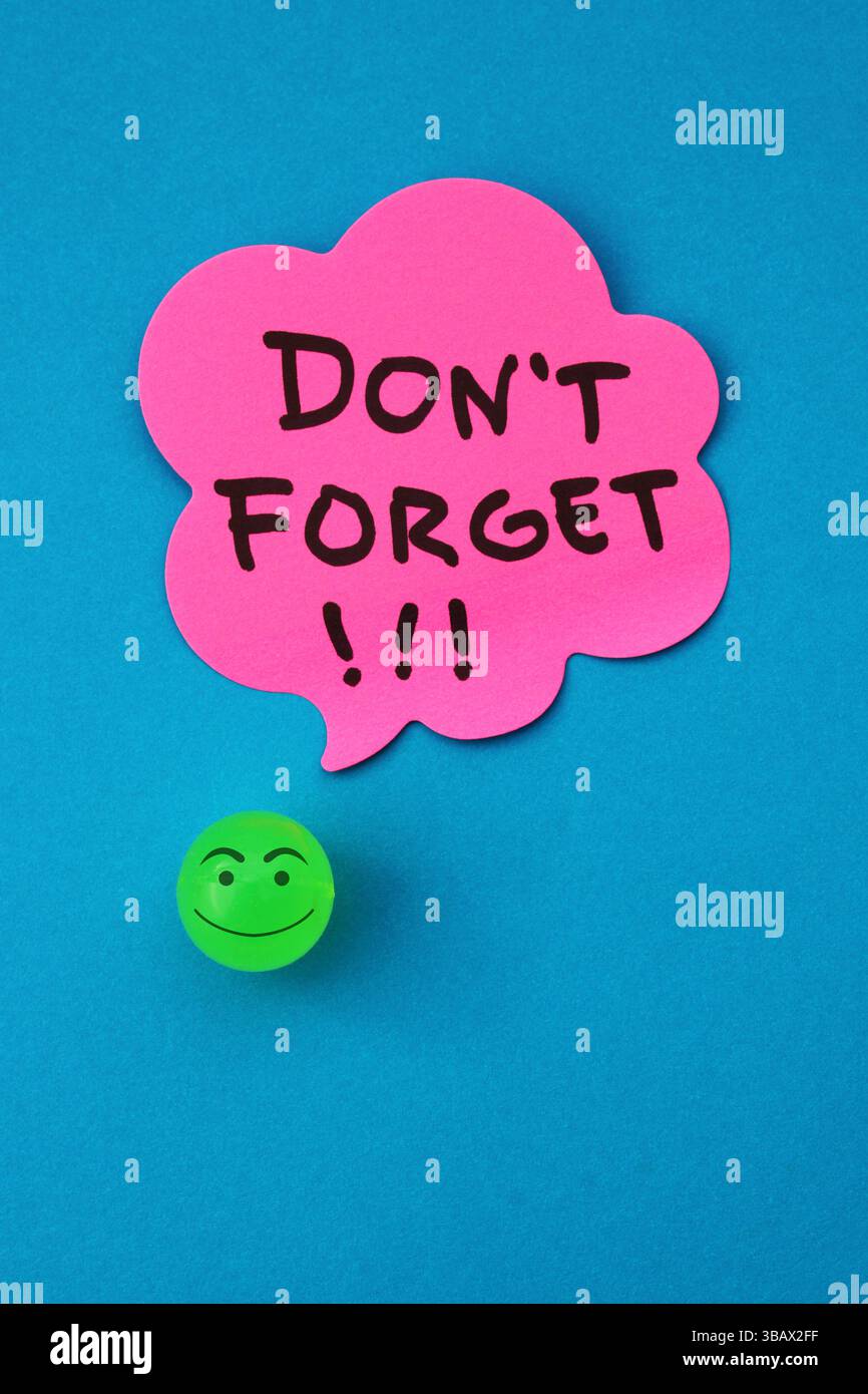 Sphere with a happy face next to a speech bubble with the phrase DONT ...