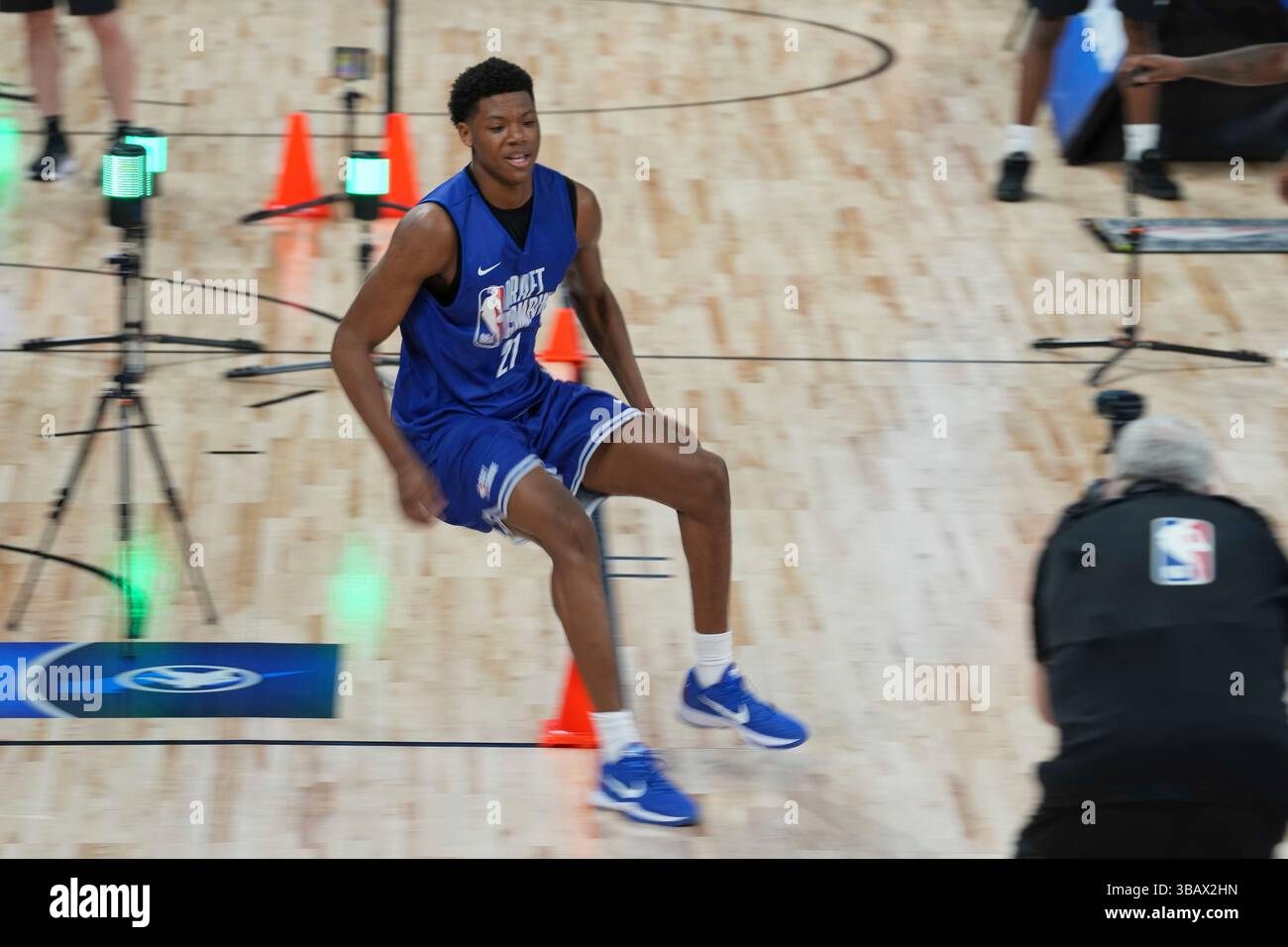 Ace Bailey participates at the 2025 NBA basketball Draft Combine in ...