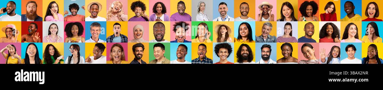 Diverse faces celebrating lifestyle and community in vibrant collage ...
