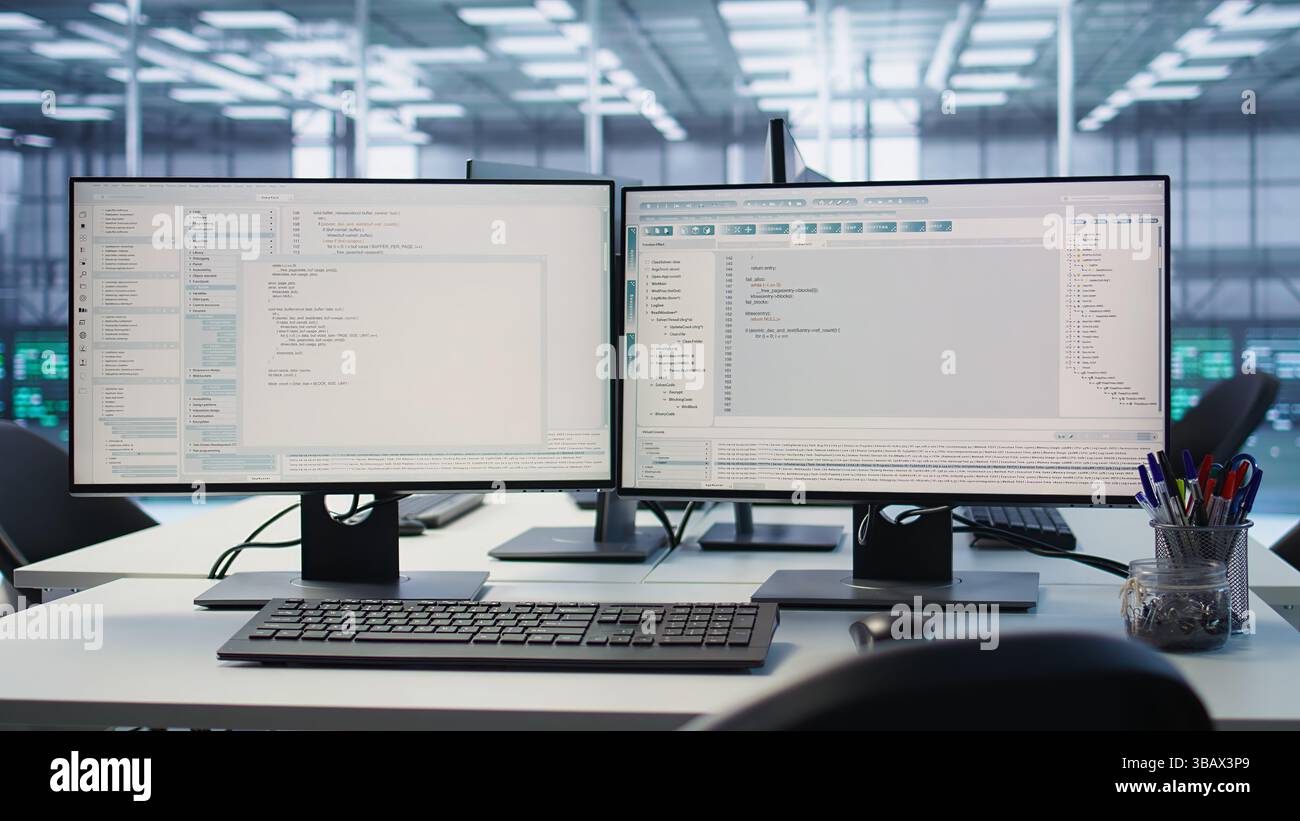 PC displays in data center providing computing resources for artificial intelligence processing ...