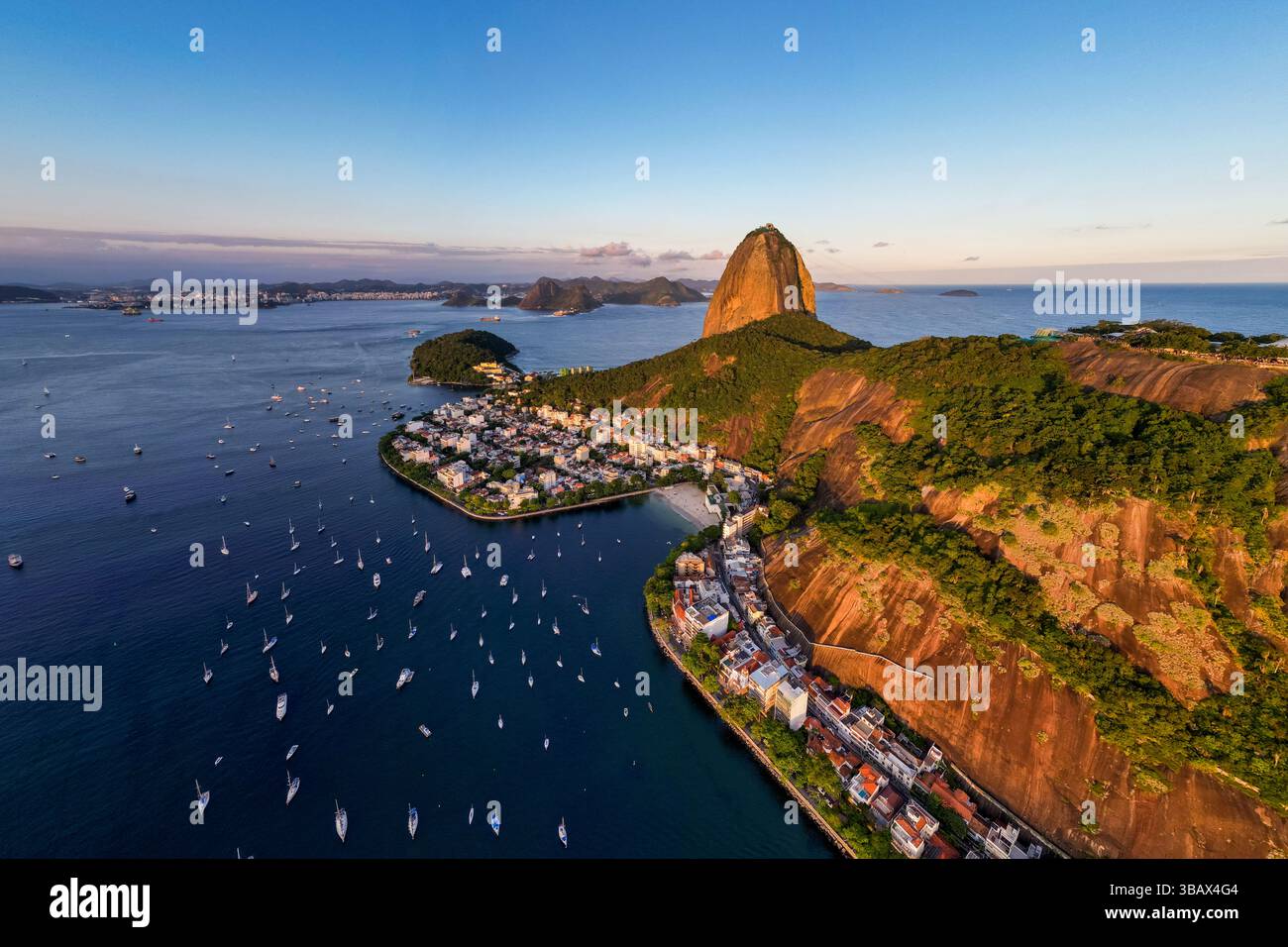 Aerial View of Urca Neighborhood Below the Sugarloaf Mountain in Rio de ...