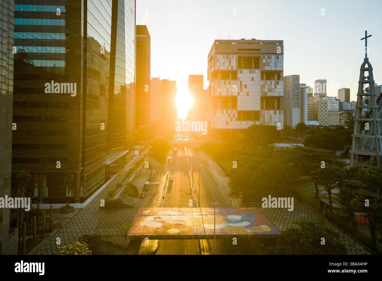 Sun Rising in Downtown of Rio de Janeiro With Famous Petrobras ...