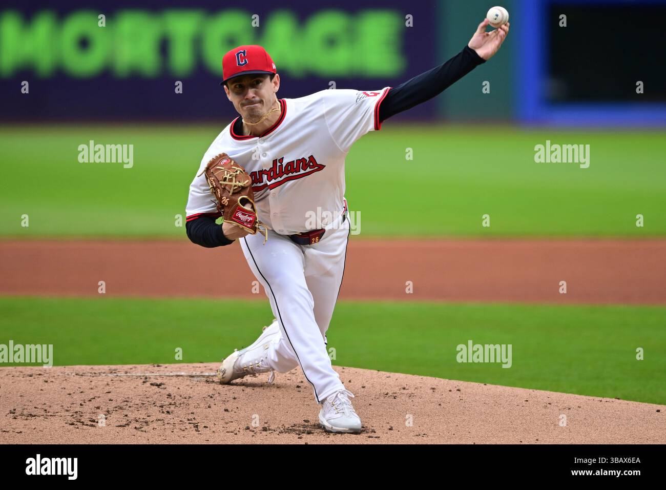 Cleveland Guardians pitcher Logan Allen delivers during the first ...