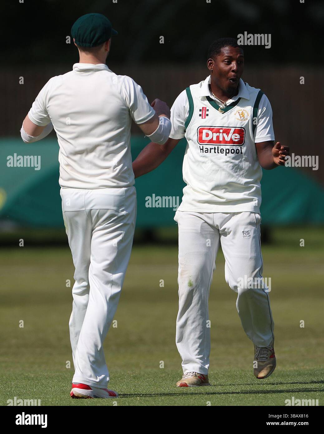 Tonius Simon celebrates after getting the wicket of Darlington's Matty ...