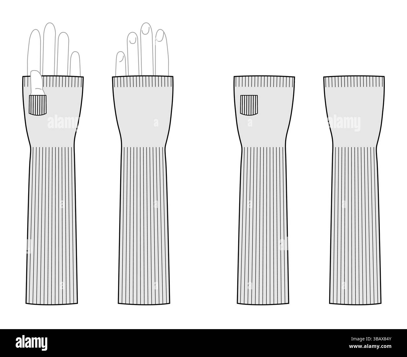 Gloves Fingerless Knit Wool Three-Quarter length Fashion hand accessory ...