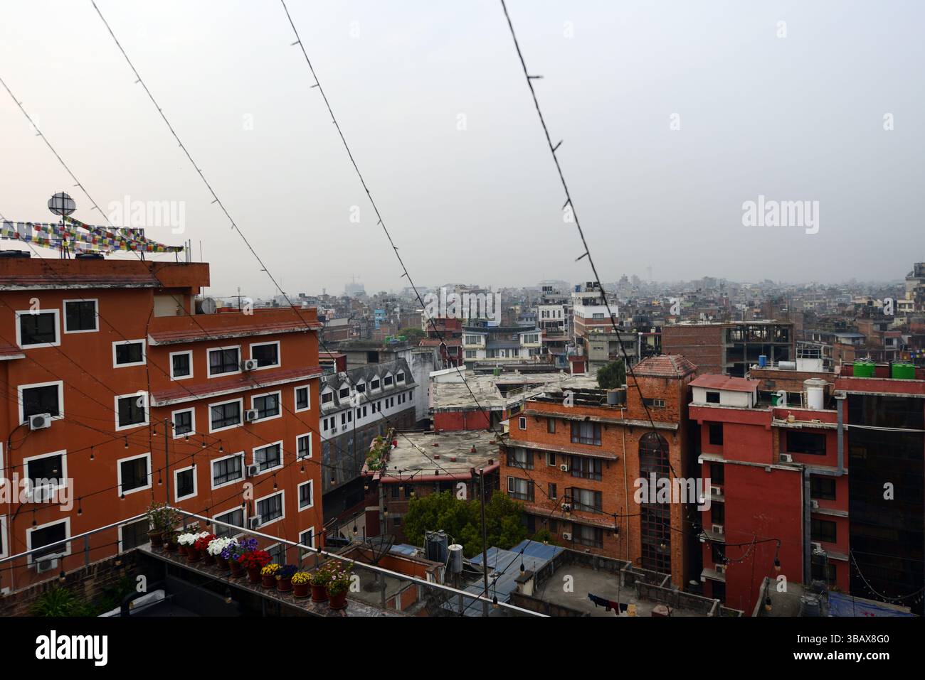 View of the Thamel seen from the roof of the Arushi Boutique hotel in ...
