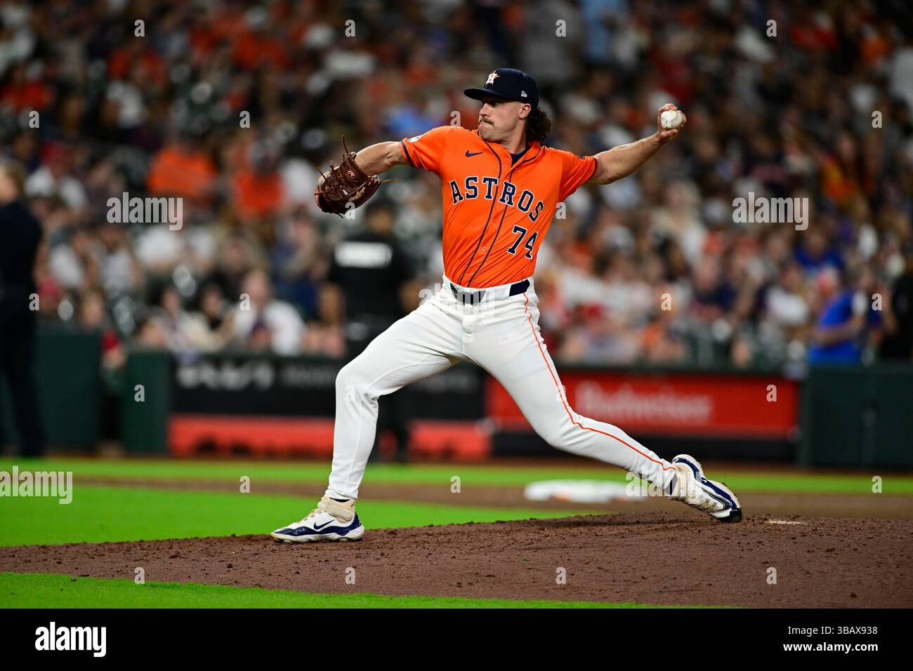 Houston Astros relief pitcher Bryan King (74) in the seventh inning ...