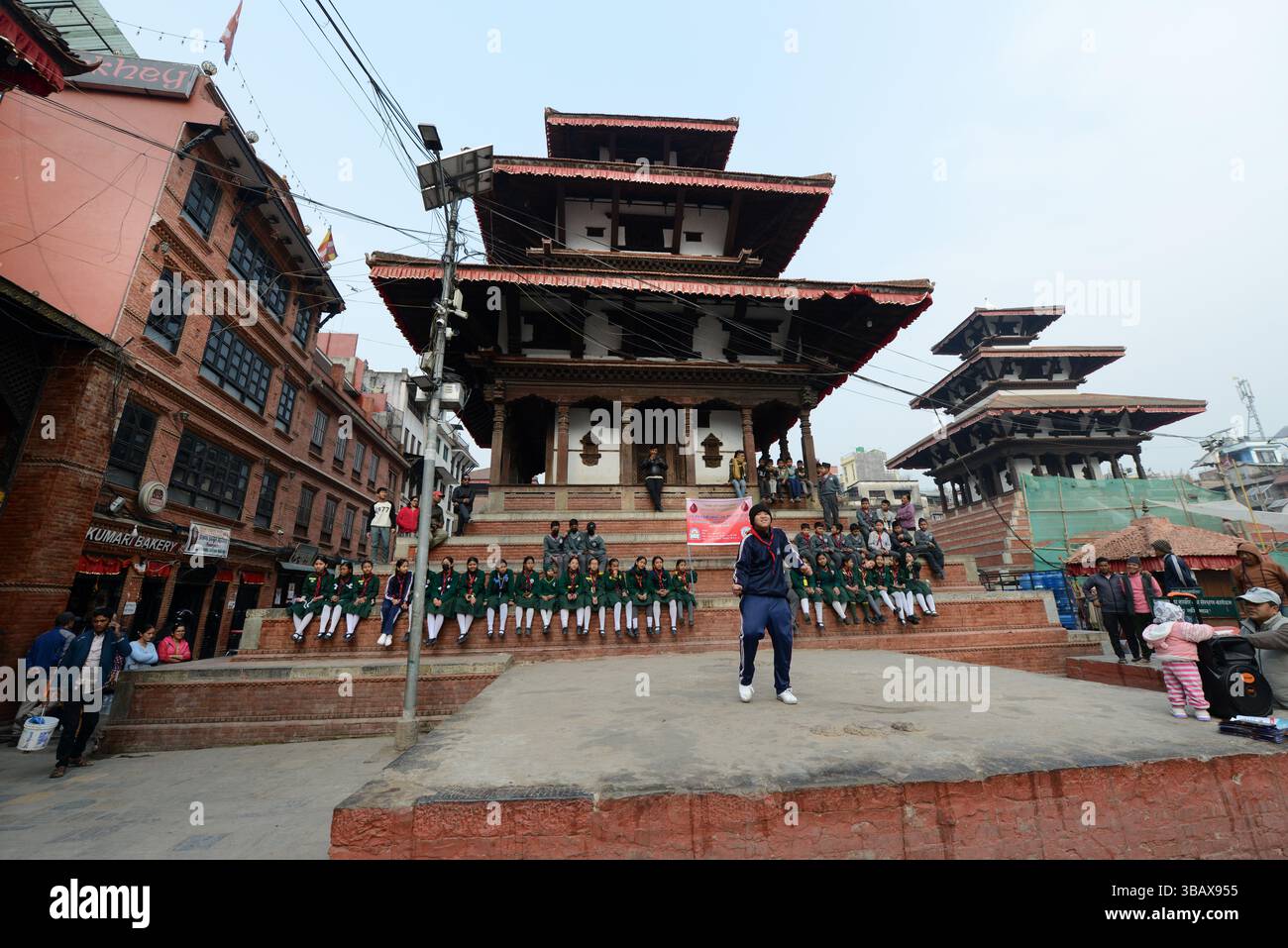 Traditional Newari pagodas and temples at the Durbar Square in ...