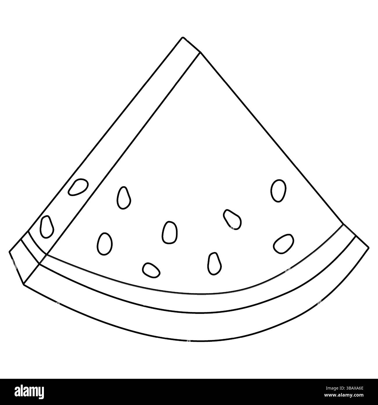 Coloring page with outline drawing a cut piece of watermelon in the ...