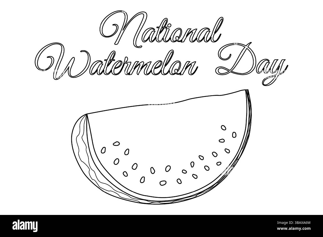 Coloring page with summer outline drawing a cut slice of watermelon ...