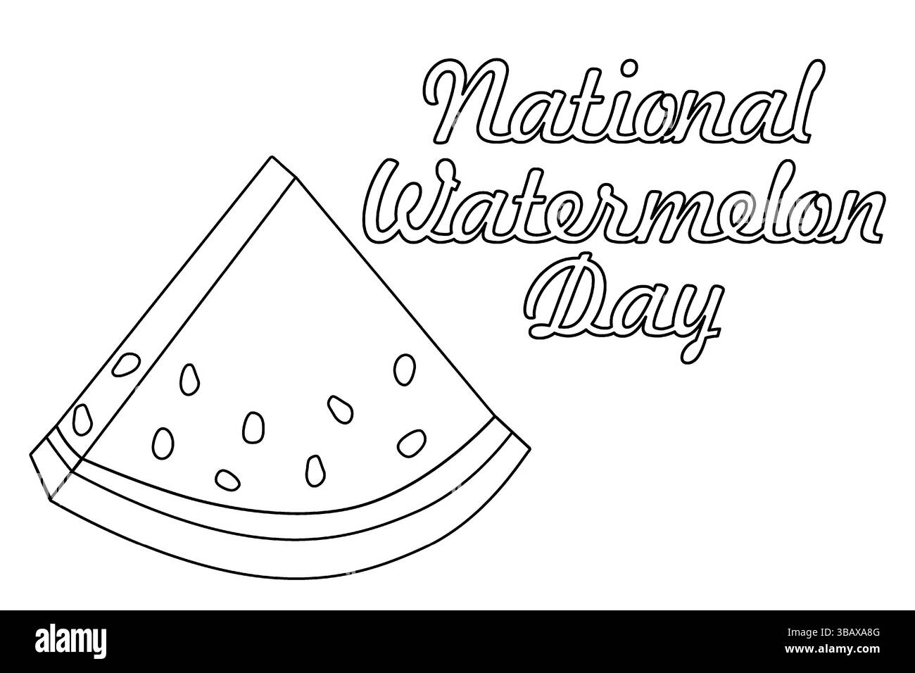 Coloring with summer outline drawing cut off slice of watermelon with ...