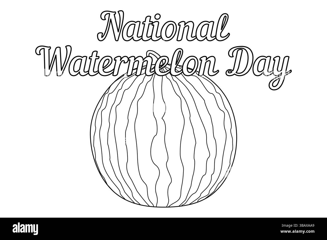 Coloring page with summer outline drawing a large striped whole ...