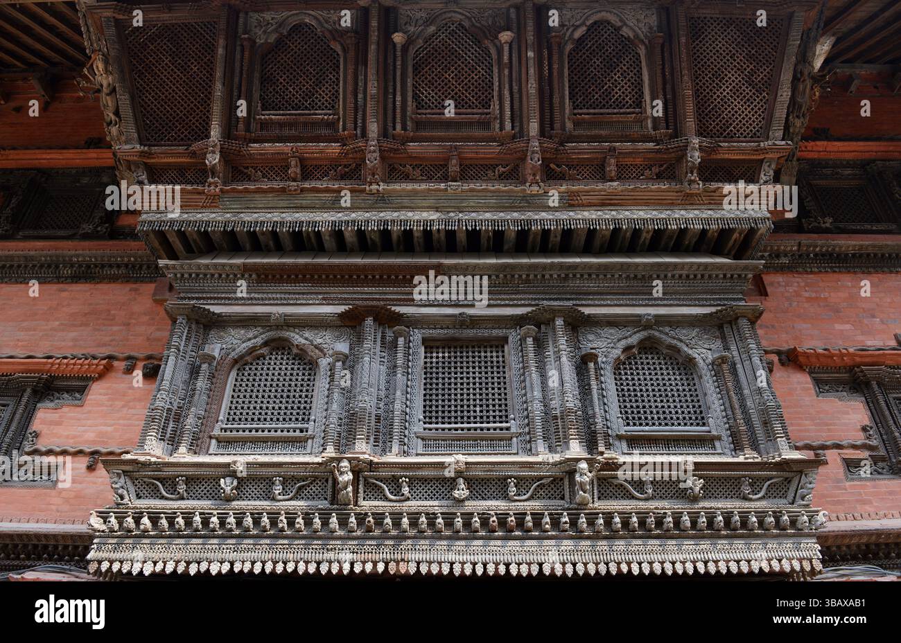 Beautiful wooden windows at the royal palace at Durbar square in ...