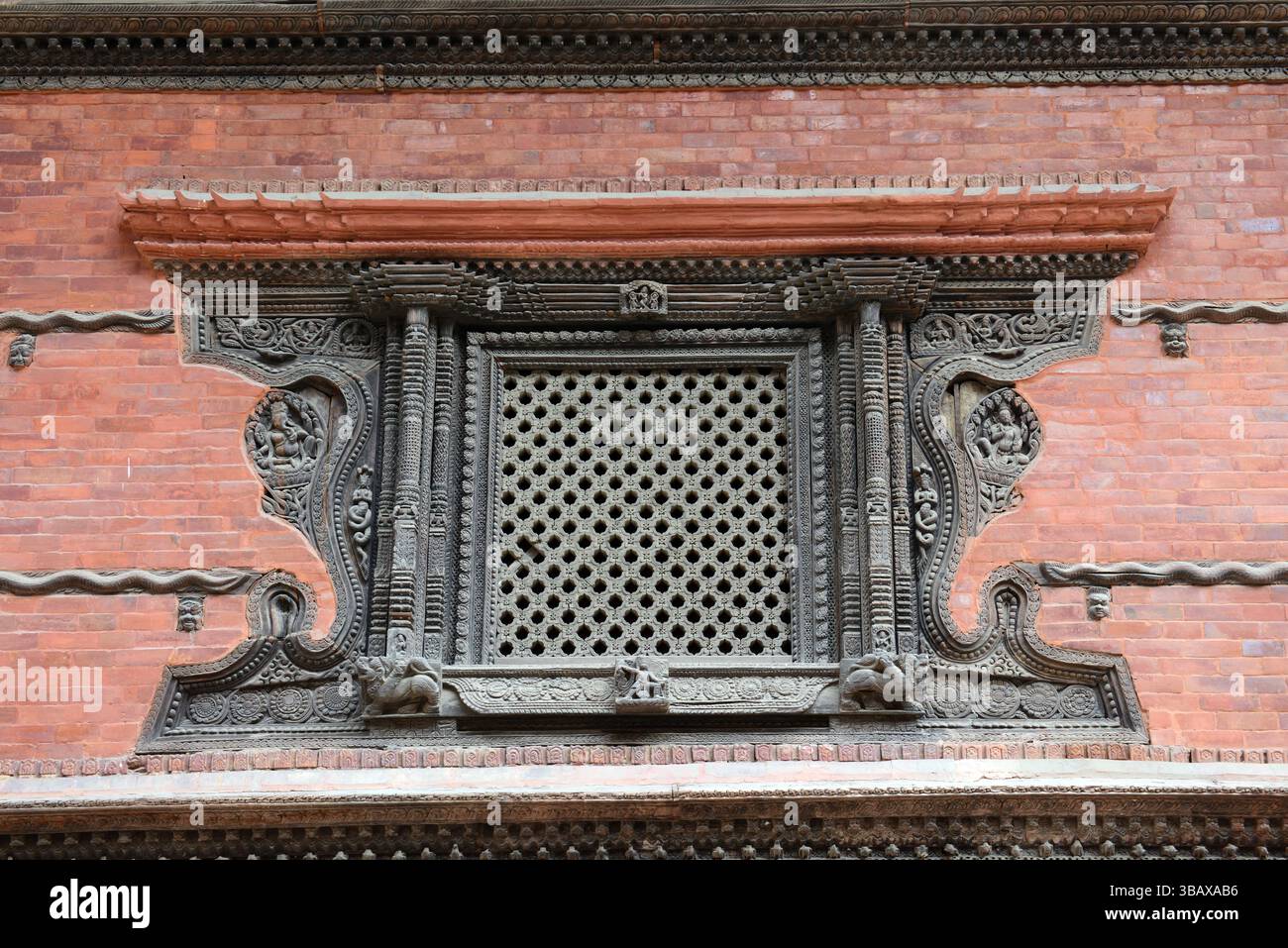 Beautiful wooden windows at the royal palace at Durbar square in ...