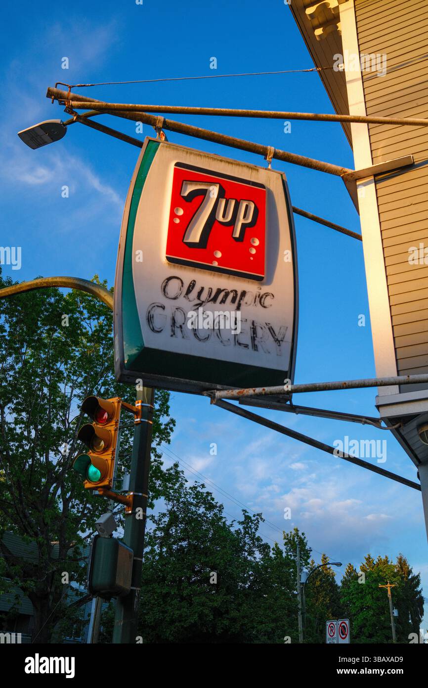 The colourful 7UP sign along West 16th Avenue in Vancouver, BC Stock ...