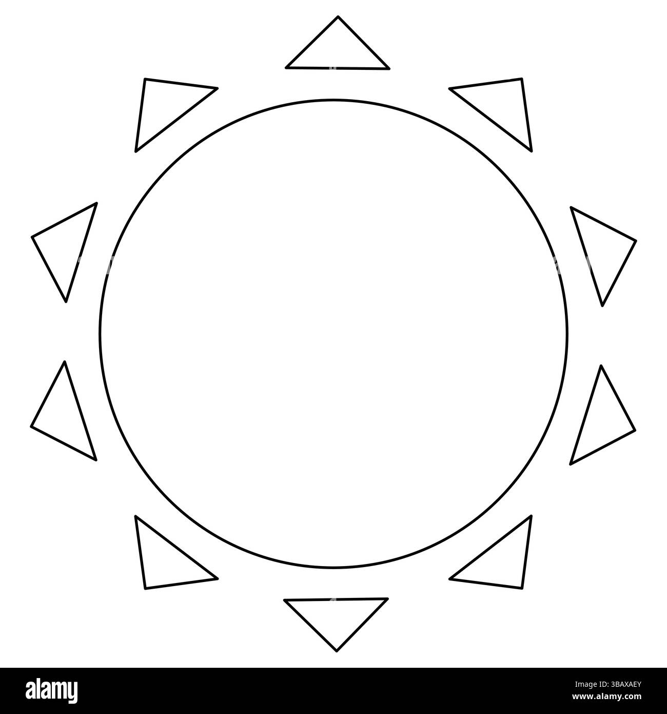 Coloring page with summer outline drawing of sun with triangle shaped ...