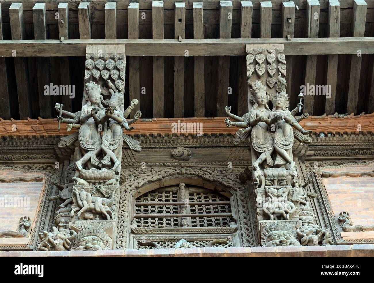 Beautiful wooden windows at the royal palace at Durbar square in ...
