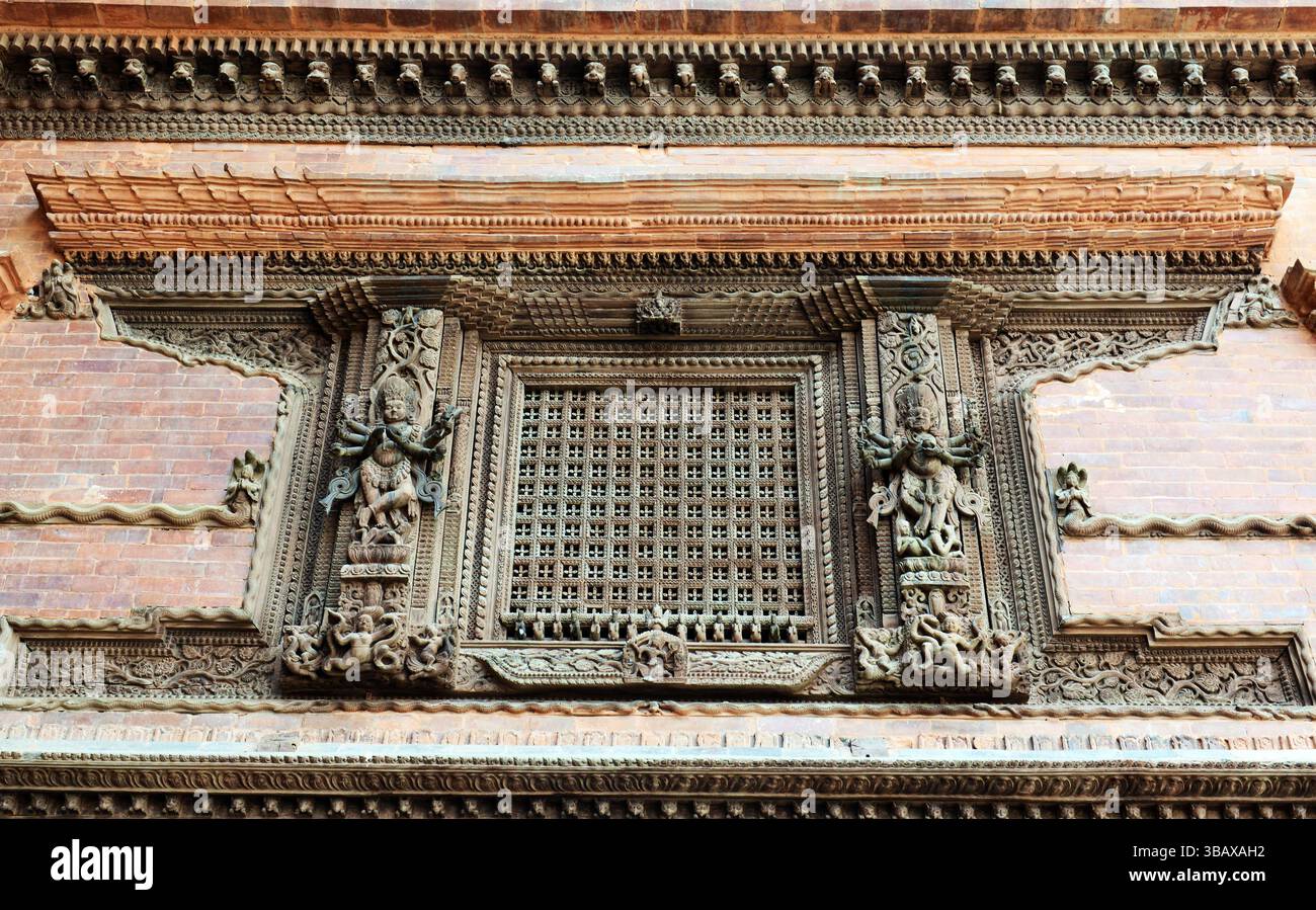 Beautiful wooden windows at the royal palace at Durbar square in ...