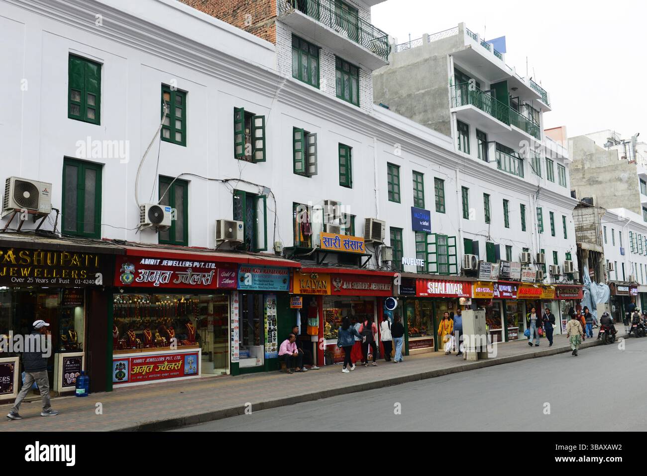 The busy shopping street on Sukra Path in Kathmandu, Nepal Stock Photo ...