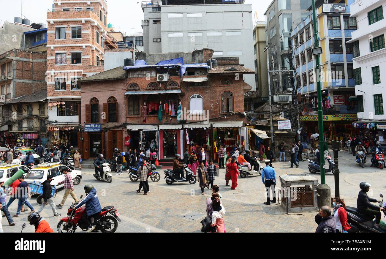 A view of Indrachowk from the Akash Bhairab temple in Kathmandu, Nepal ...