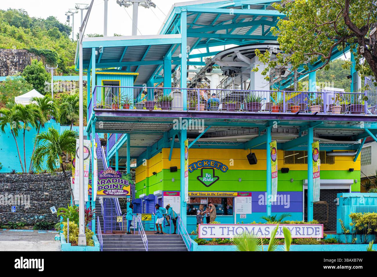 ST THOMAS, USVI - February 1, 2025 Skylift Above Havensite on St Thomas ...