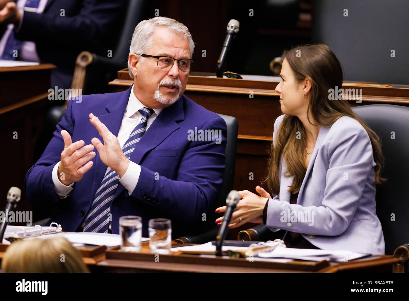 Toronto, Canada. 13th May, 2025. PC MPP Neil Lumsden, left, and Andrea ...